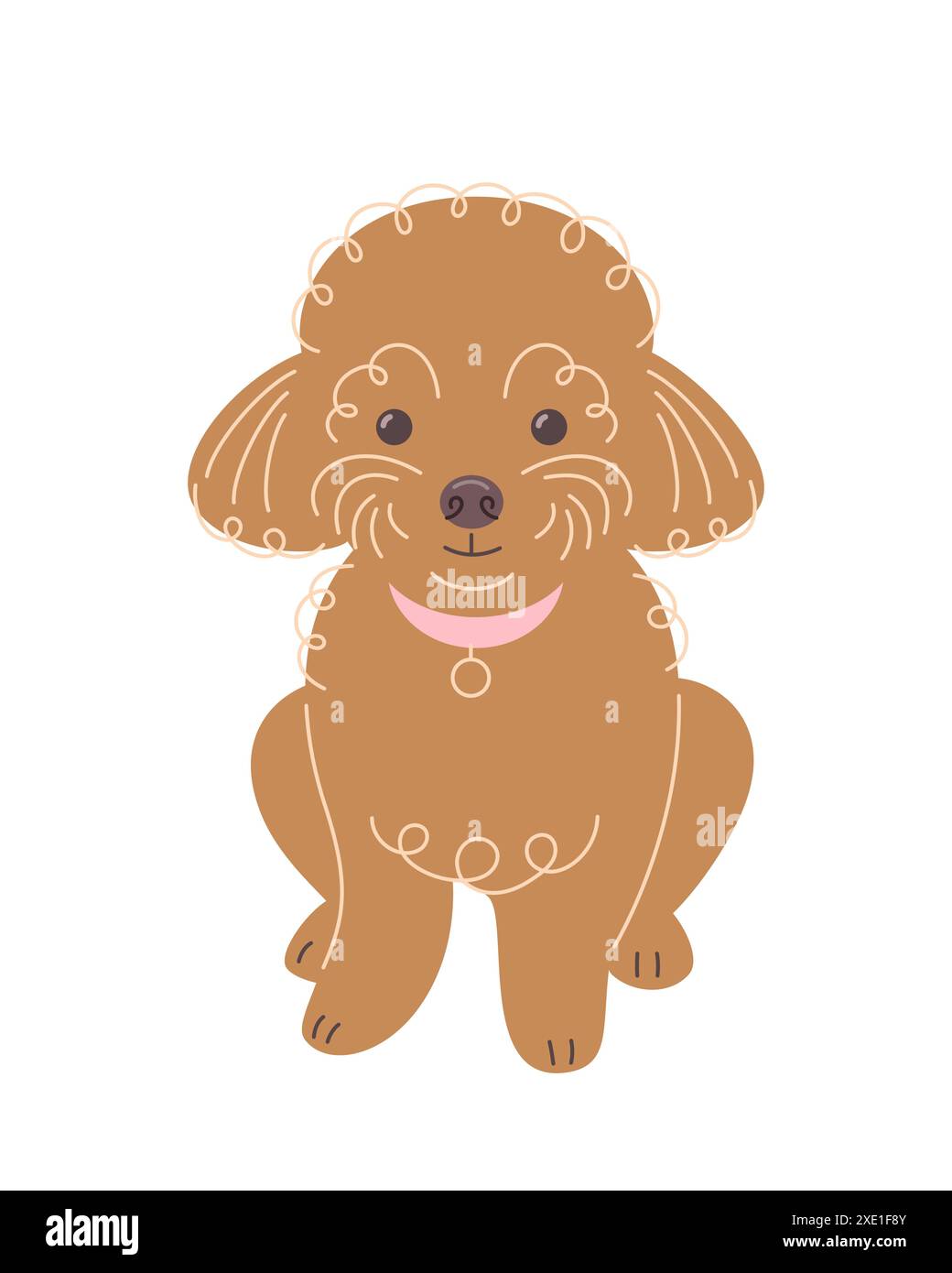 Cute smiling curly toy poodle puppy. Doodle hand drawn character ...