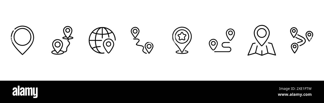 Simple set of location and navigation line icons on white Stock Vector ...