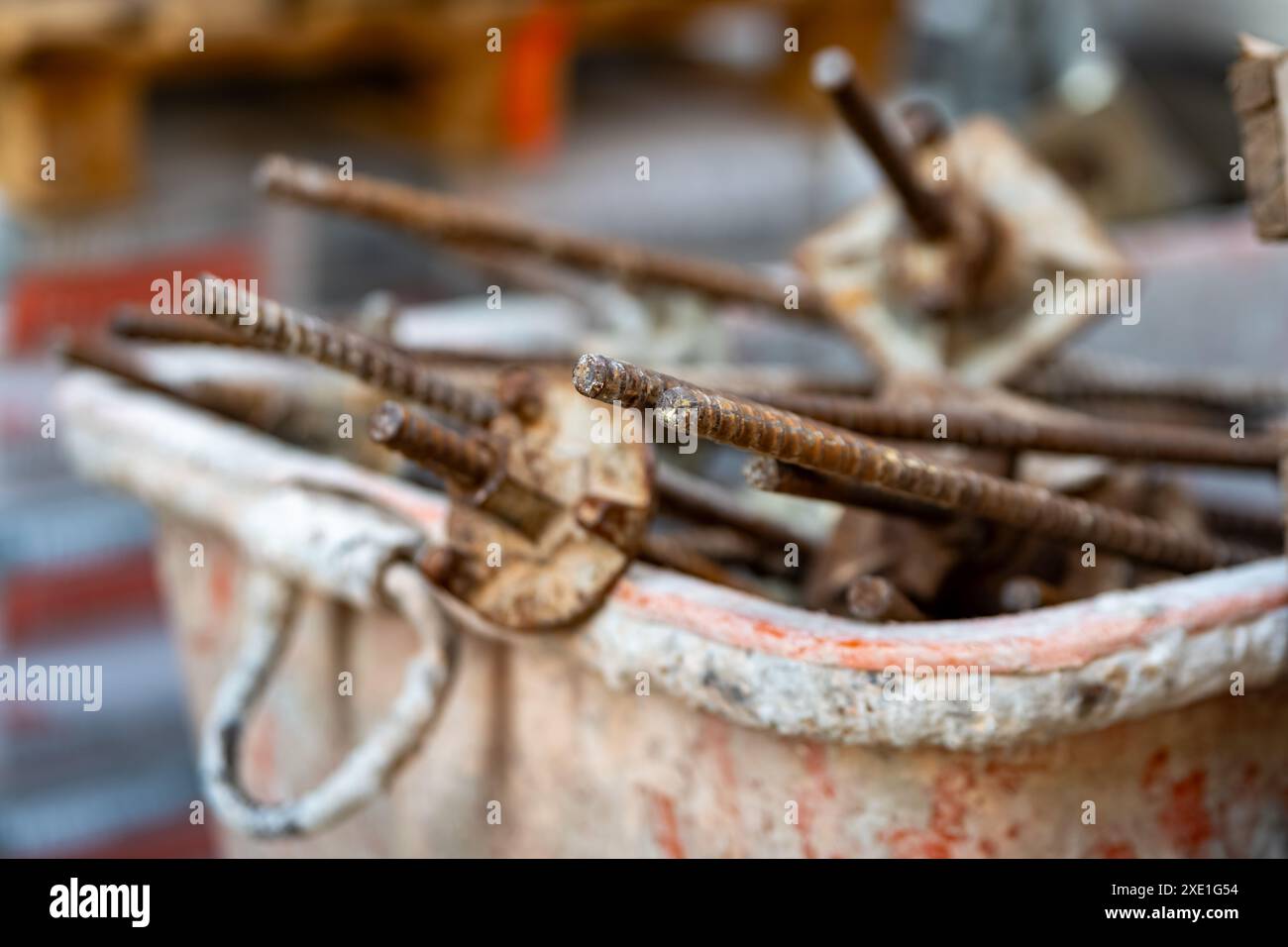 Mounting irons on a construction site Stock Photo - Alamy
