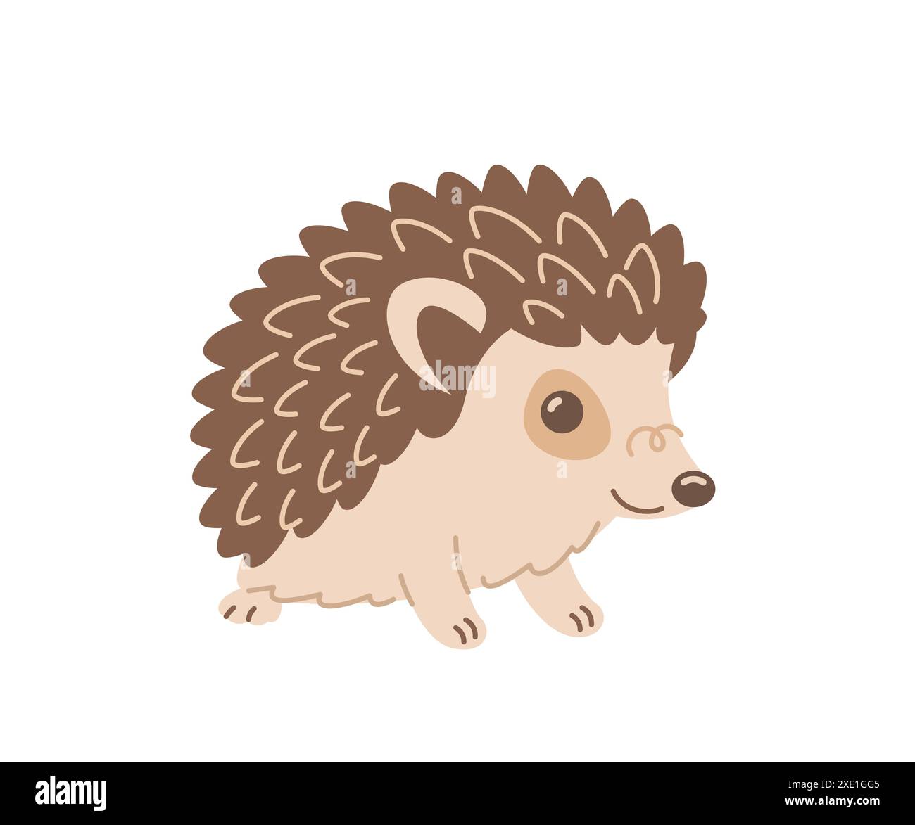 Cute smiling hedgehog doodle hand drawn character. Adorable forest ...