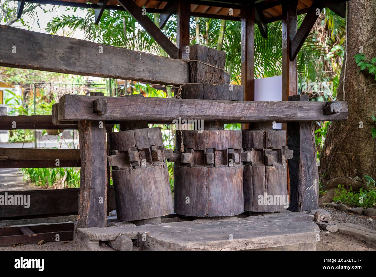 Trapiche, an old wooden machine fro processing sugarcane, National ...