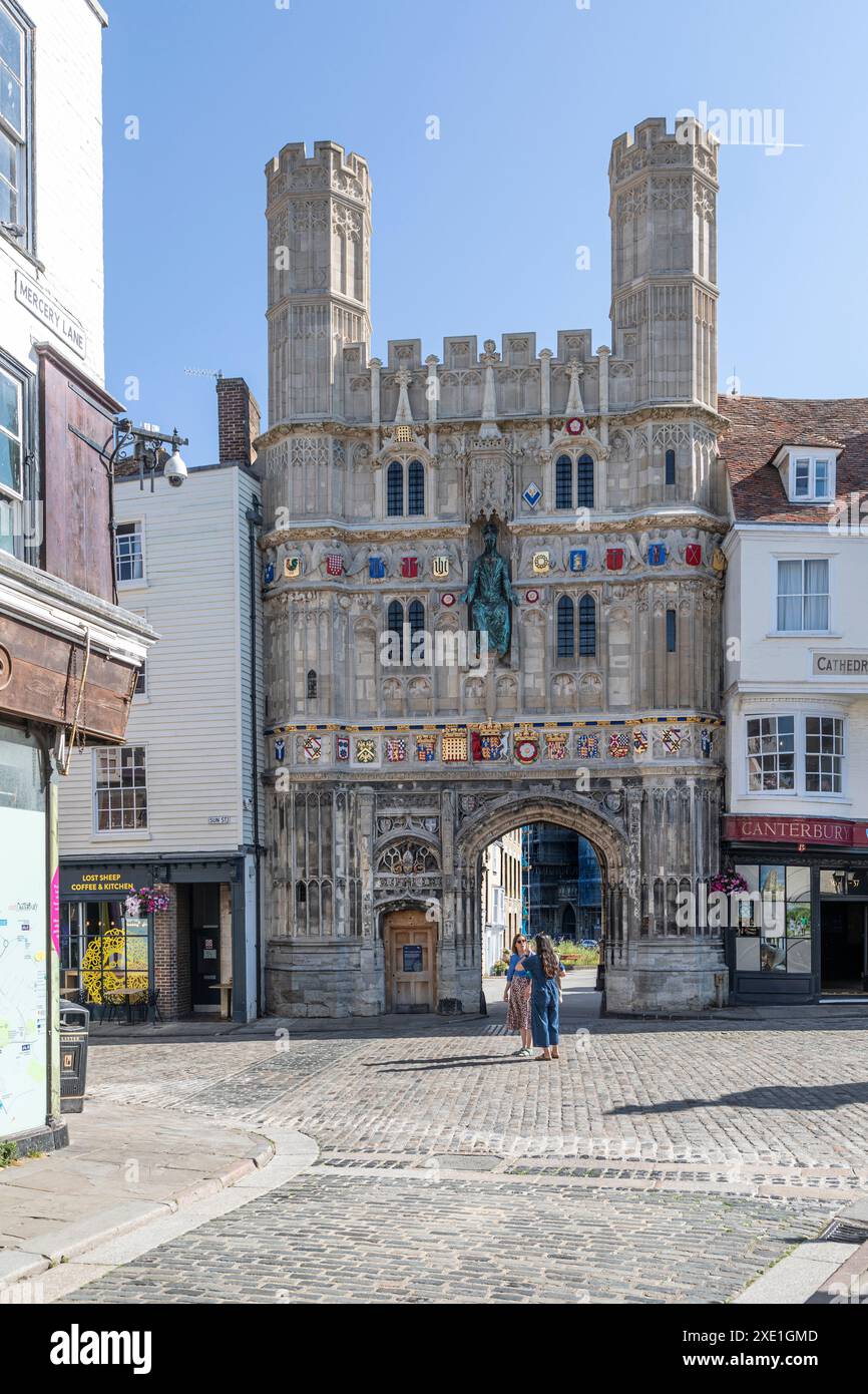 Tourists stood by Canterbury Cathedral’s Christ Church Gate , the Grade ...