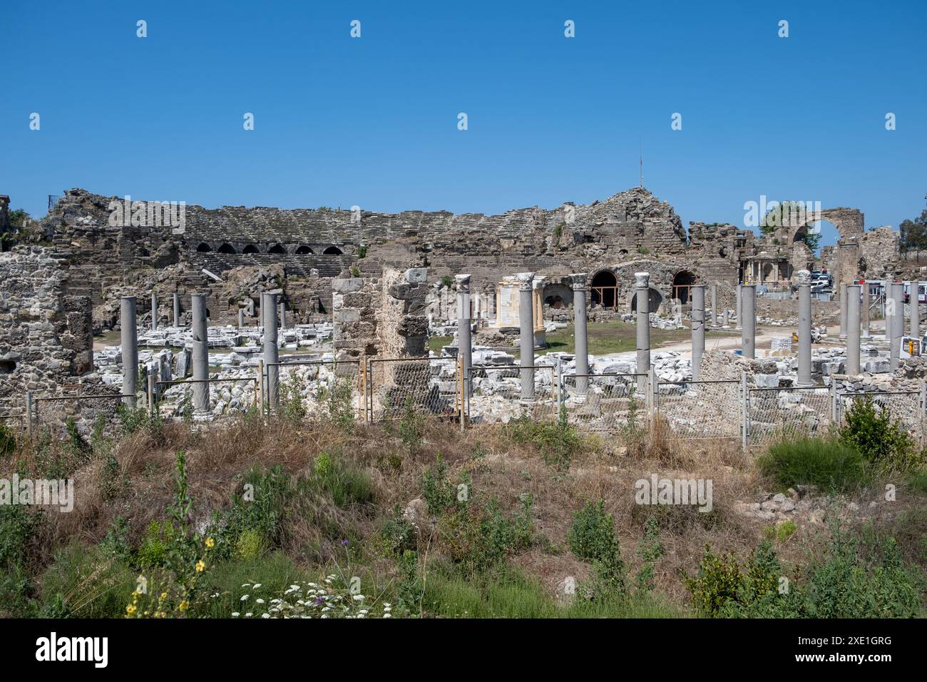 Side Ancient theatre. Turkey. Antalya. Ruins of the ancient city Side ...