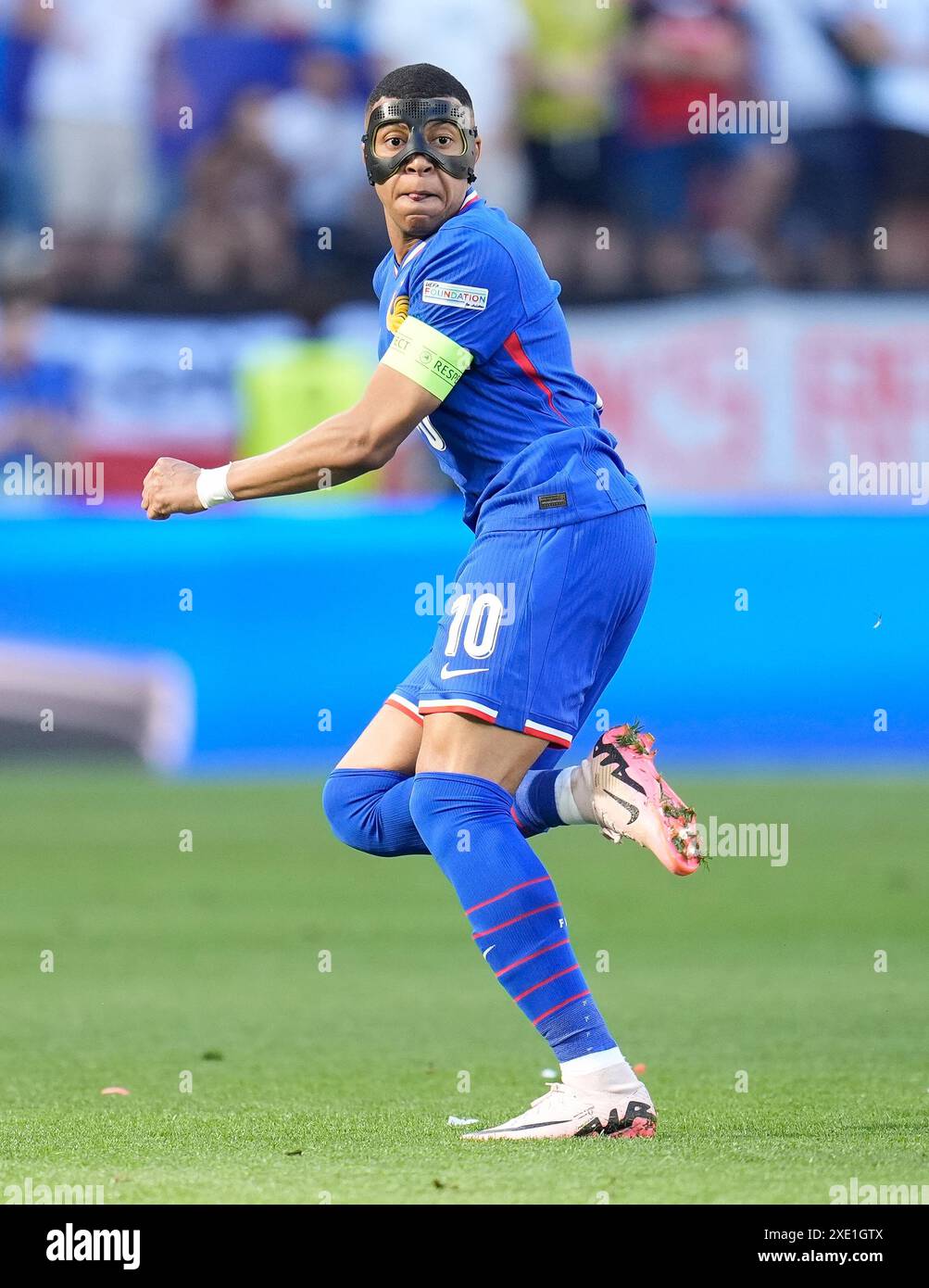France's Kylian Mbappe, wearing a Black Mask after breaking his nose ...