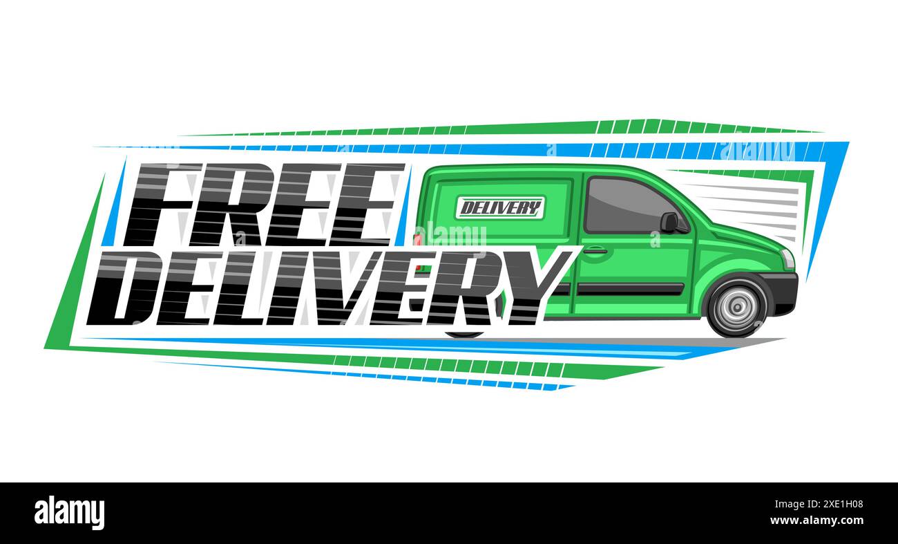 Vector logo for Free Delivery, decorative voucher with line art ...