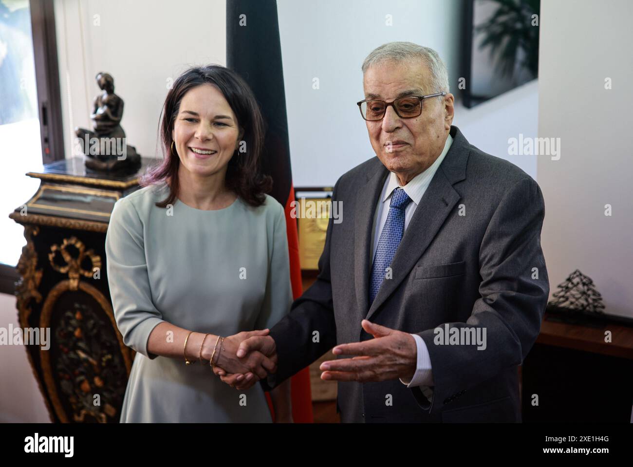 Beirut, Lebanon. 25th June, 2024. Abdallah Bou Habib (r), Foreign ...