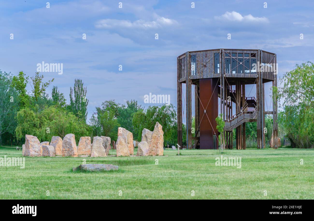 05/03/2021 zaragoza , spain ,view of the observatory and the stones ...