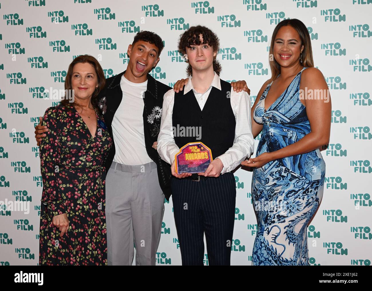 LONDON, UK. 25th June, 2024. Ben Mullan, aged 18, (C) with the Ones to ...