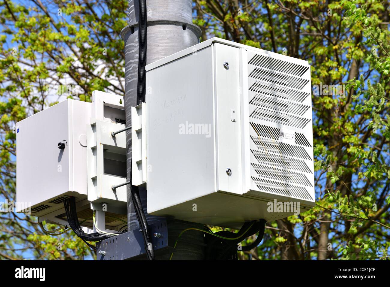 Moscow, Russia - May 14. 2021. Base stations for cellular networks on a ...