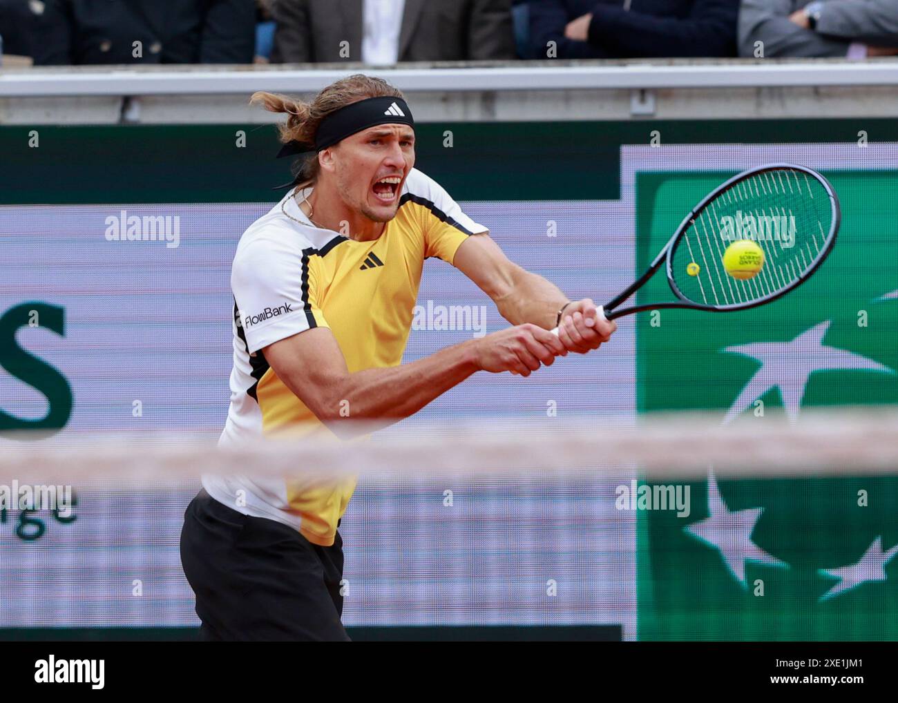 German player Alexander Zverev in action at the French Open,Roland Garros, Paris, France Stock ...