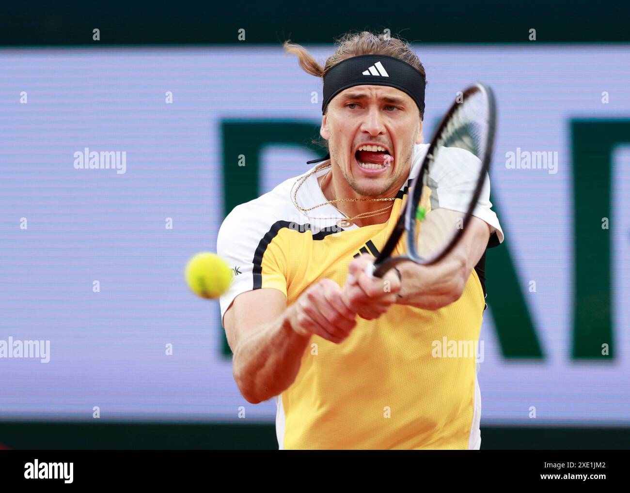 German player Alexander Zverev in action at the French Open,Roland Garros, Paris, France Stock ...