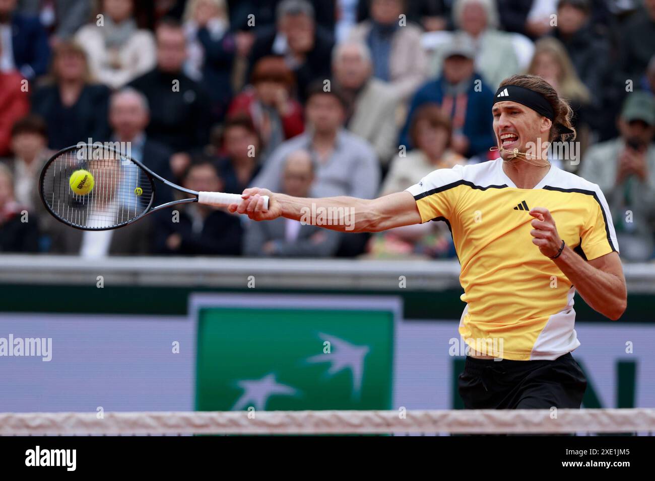 German player Alexander Zverev in action at the French Open,Roland Garros, Paris, France Stock ...
