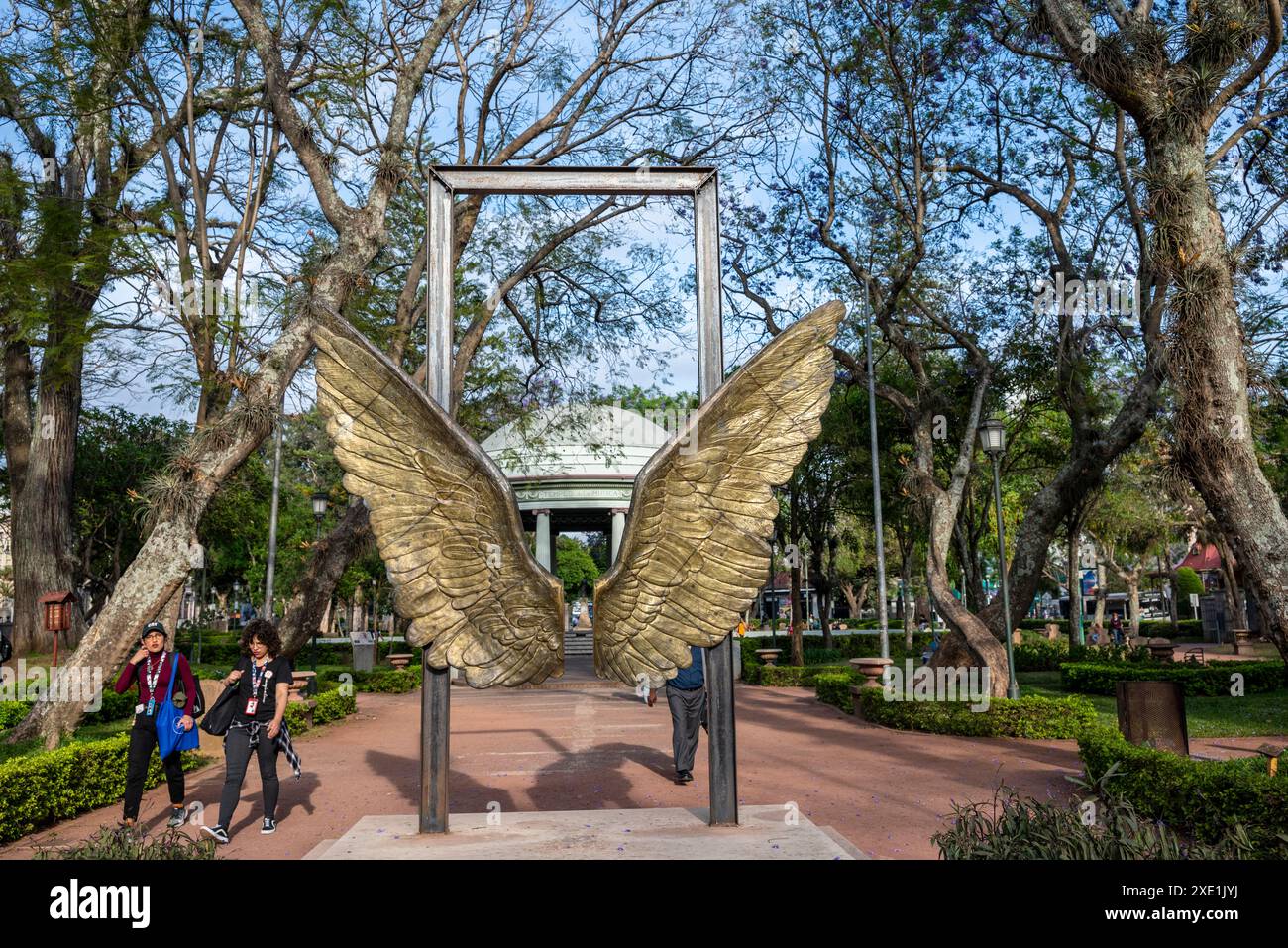Bronze wings sculpture in Parque Morazan, San Jose, Costa, Rica Stock ...