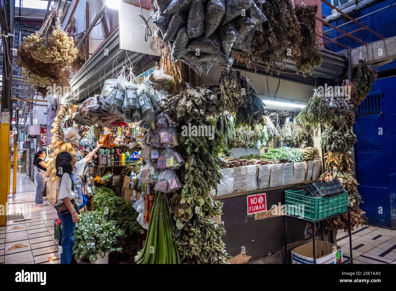 herbs stall, Central Market, San Jose, Costa, Rica Stock Photo - Alamy