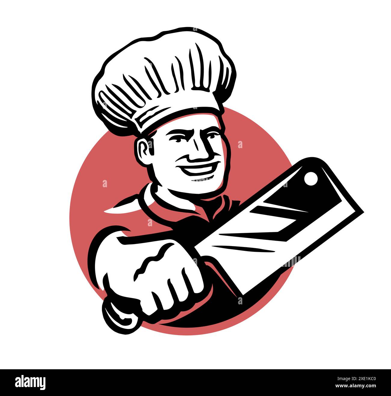 Butcher shop logo for design. Chef with a meat knife emblem. Vector ...