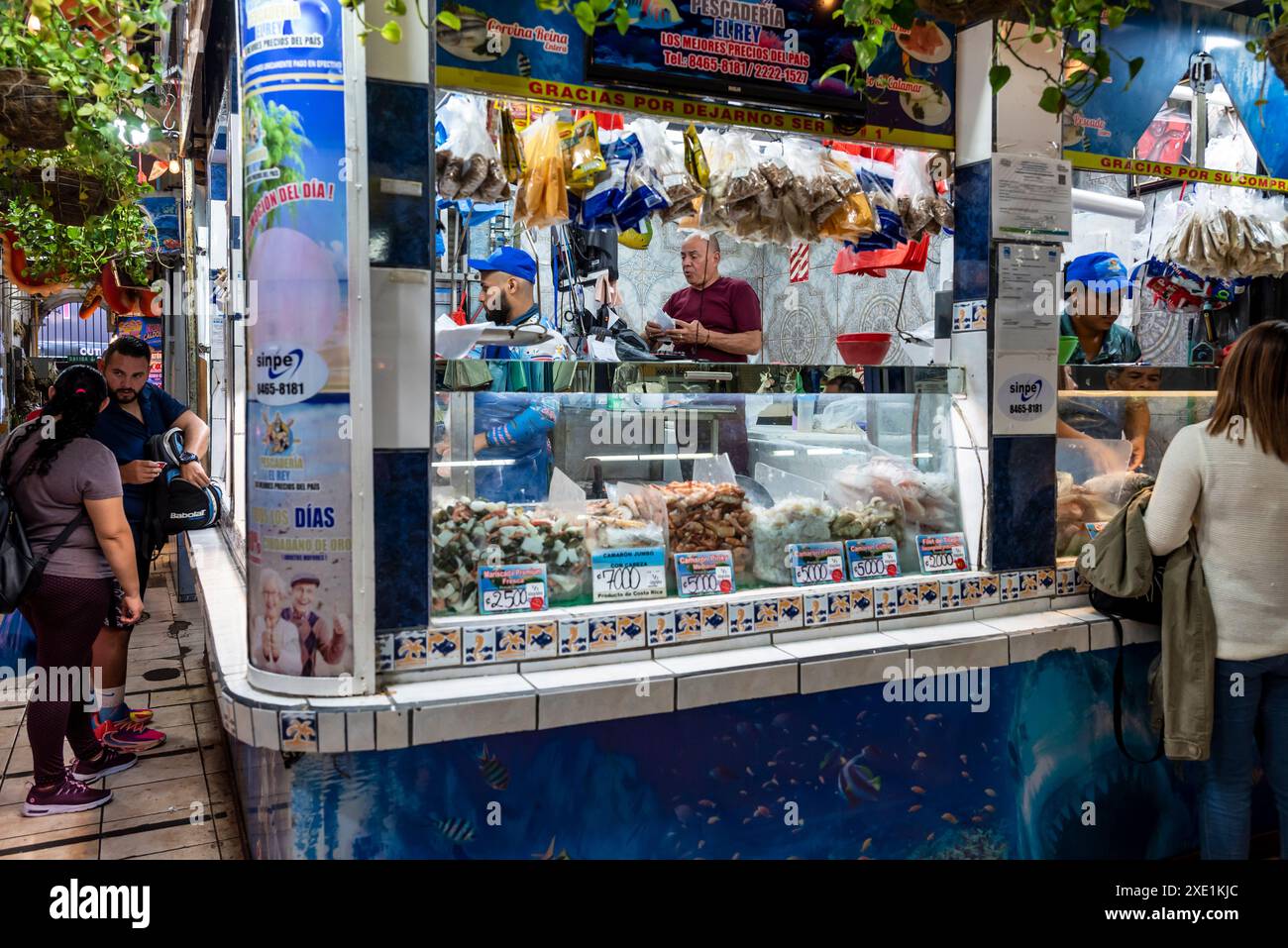 Seafood stall, Central Market, San Jose, Costa, Rica Stock Photo - Alamy