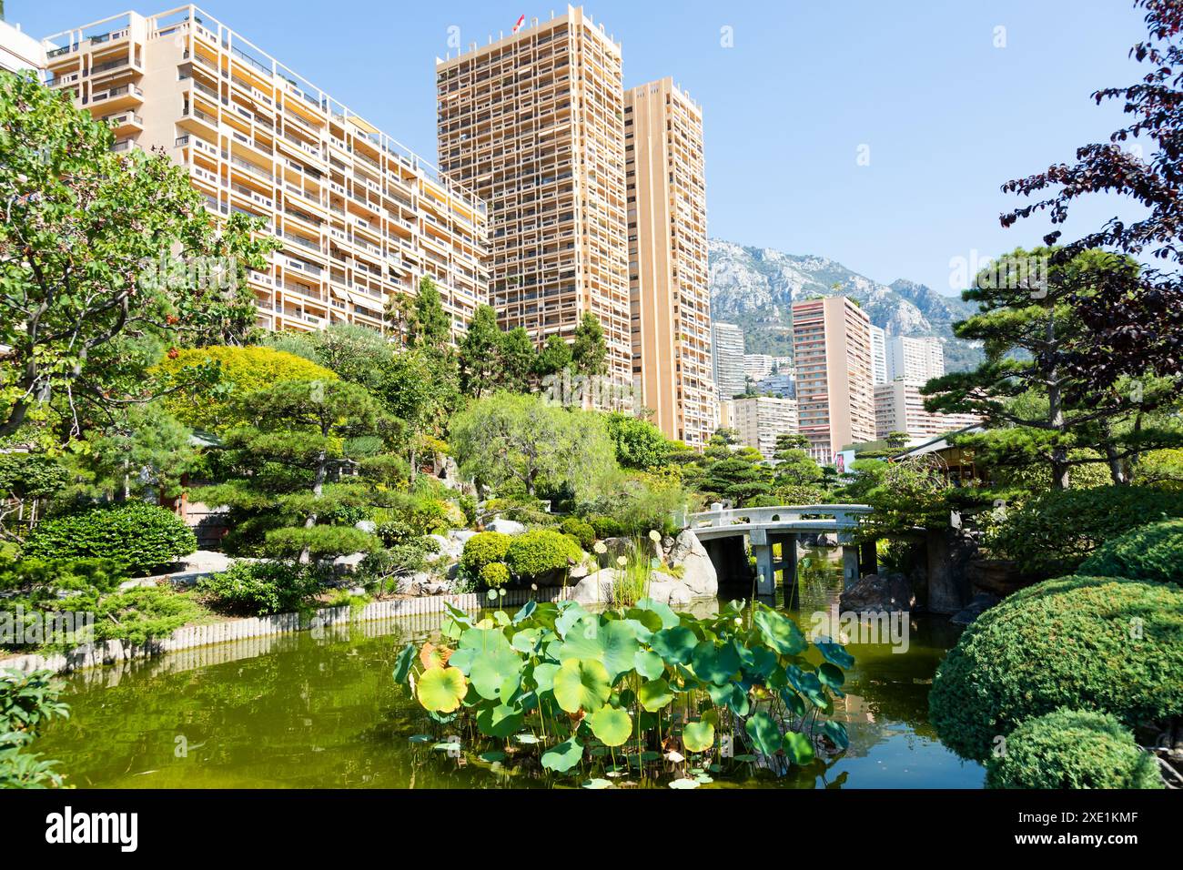 Monte Carlo: Japanese garden with the city in the background Stock Photo - Alamy