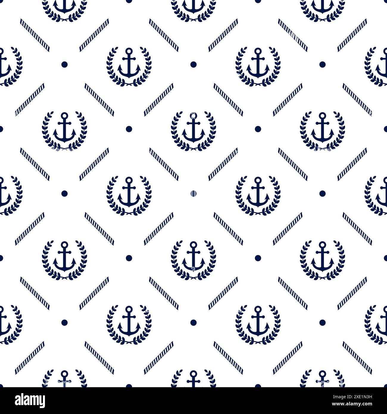 Seamless pattern with anchor and laurel wreath. Sail strip. Sailing ...