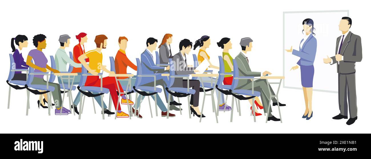 Business seminar, presentation, conference, illustration Stock Photo ...