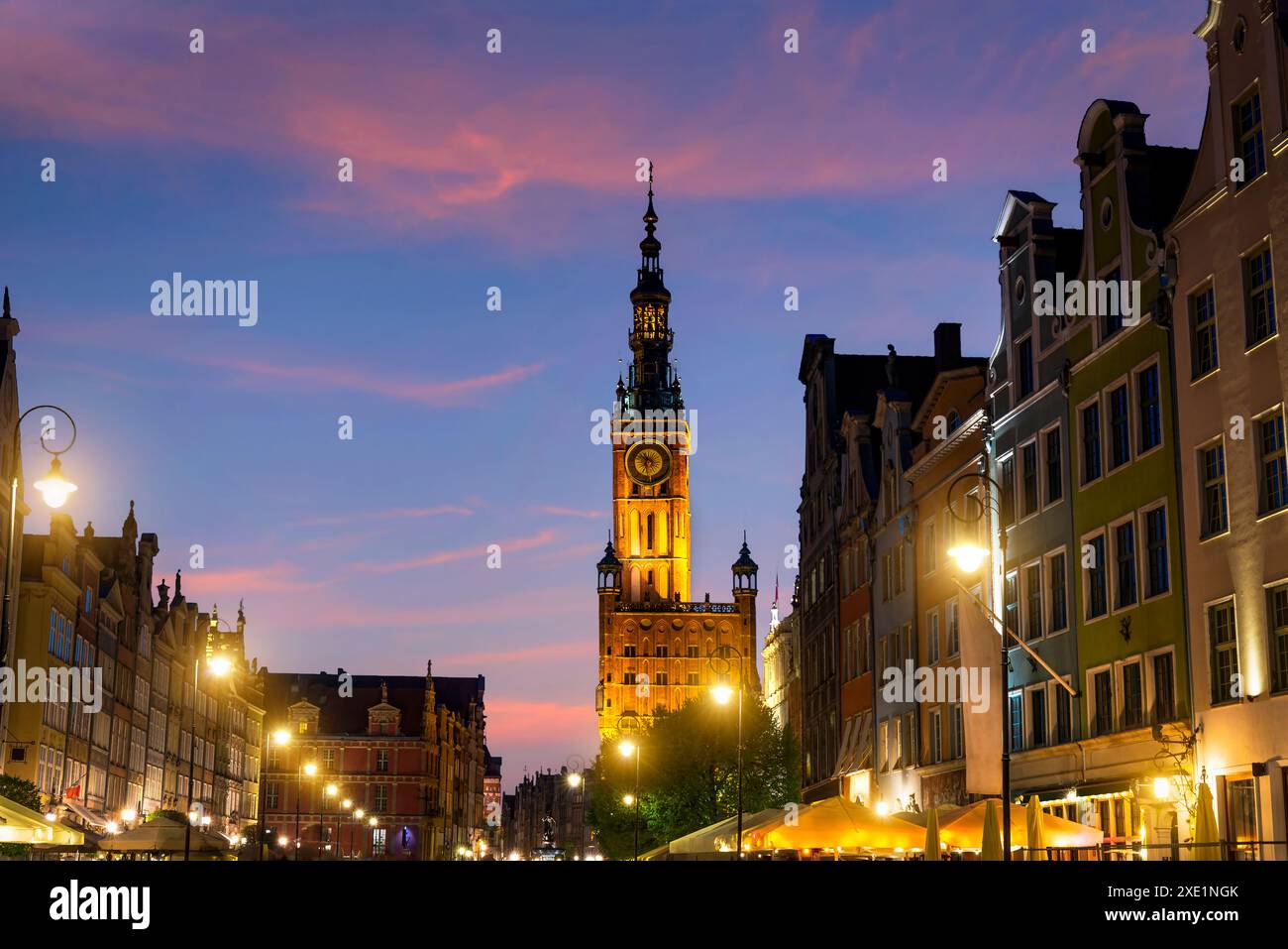 Illuminated Main Town Hall Stock Photo - Alamy