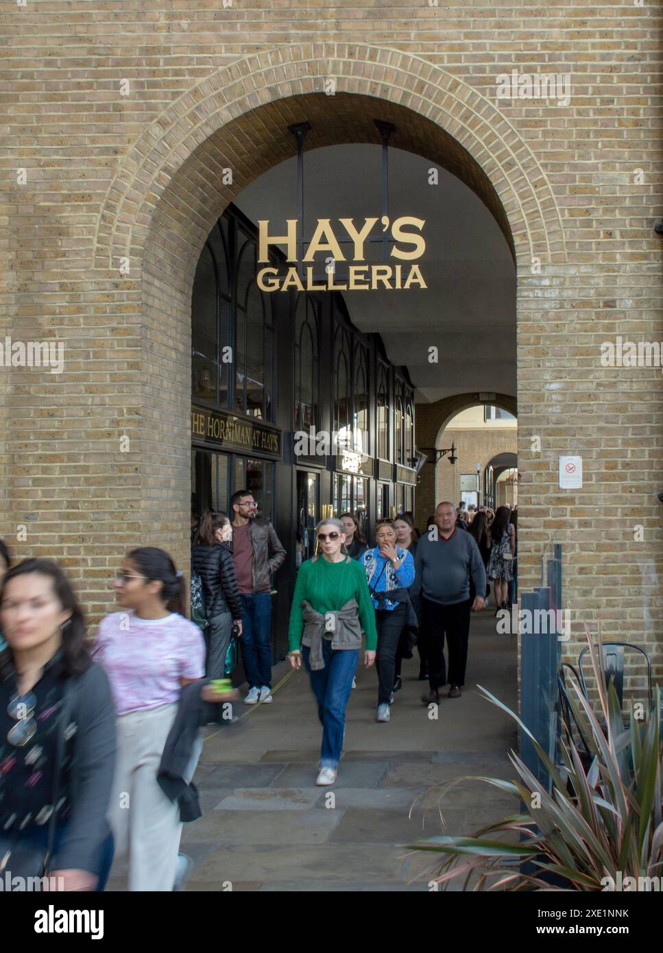 London, UK - May, 7, 2023 : Sign and the entrance to Hay's Galleria in ...