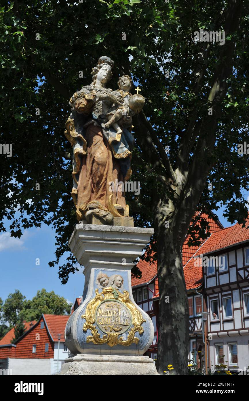 Baroque Madonna in the linden fence statue in Duderstadt Stock Photo ...