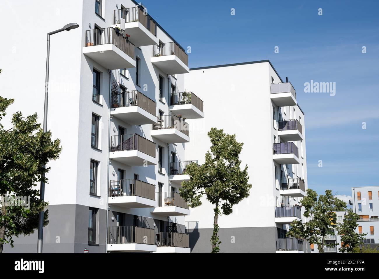 Newly built white apartment buildings seen in Berlin, Germany Stock ...