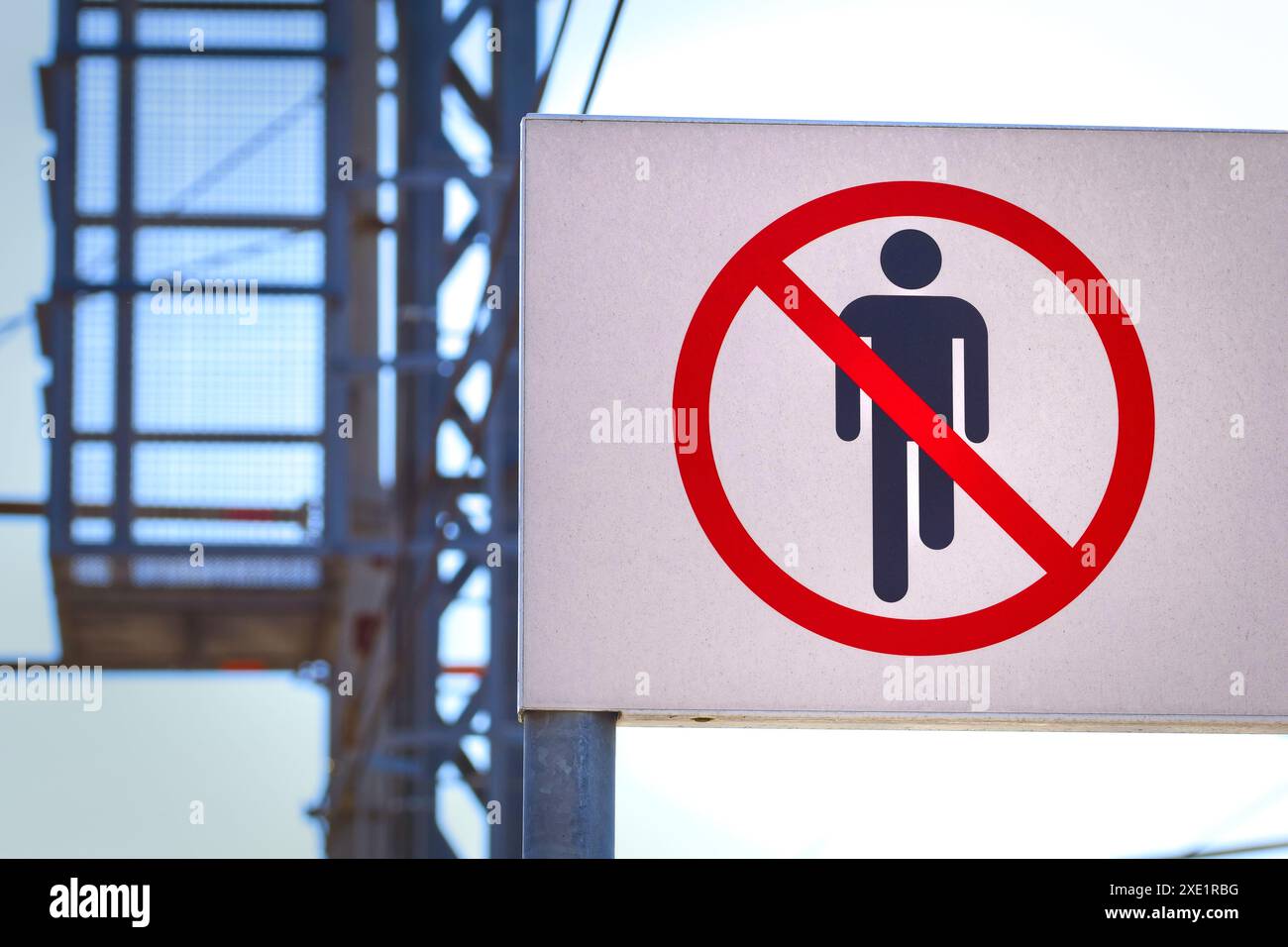 Sign at a train station, with the symbol of "passage forbidden Stock ...