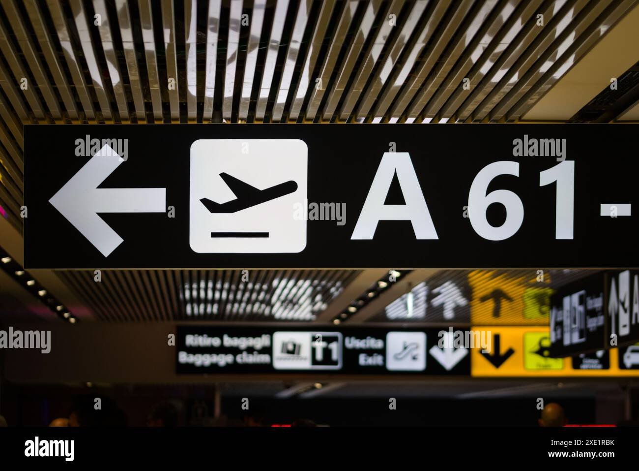 Information signboard at an airport, indicating the departures area ...