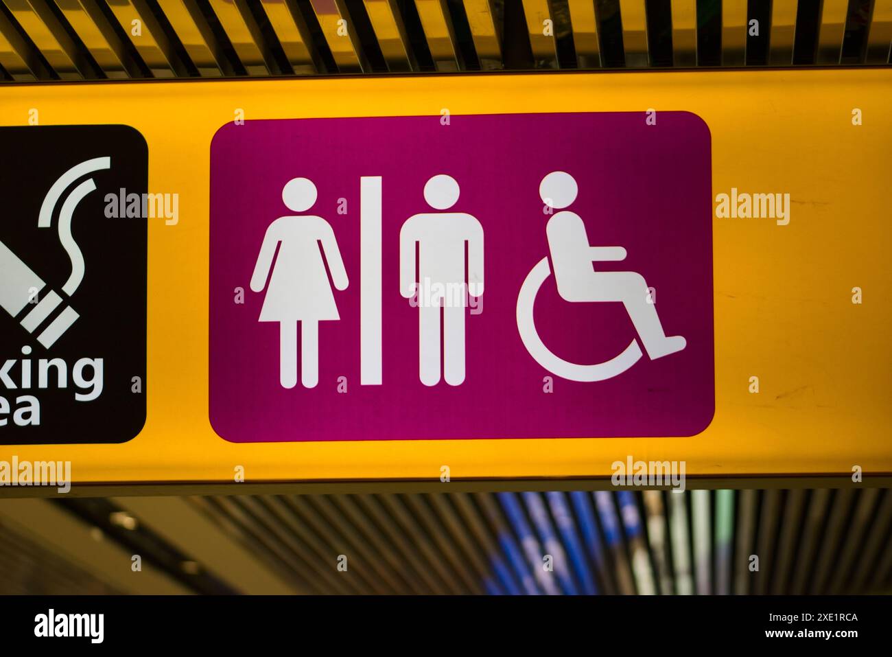 Information sign at an airport indicating the toilet Stock Photo - Alamy