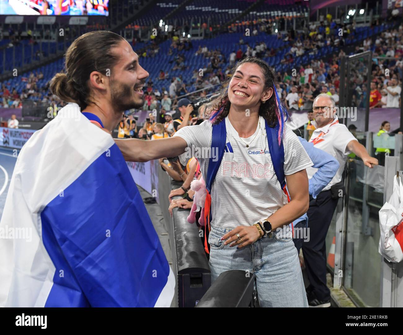 Gabriel Tual of France celebrate’s with friends after winning gold in ...