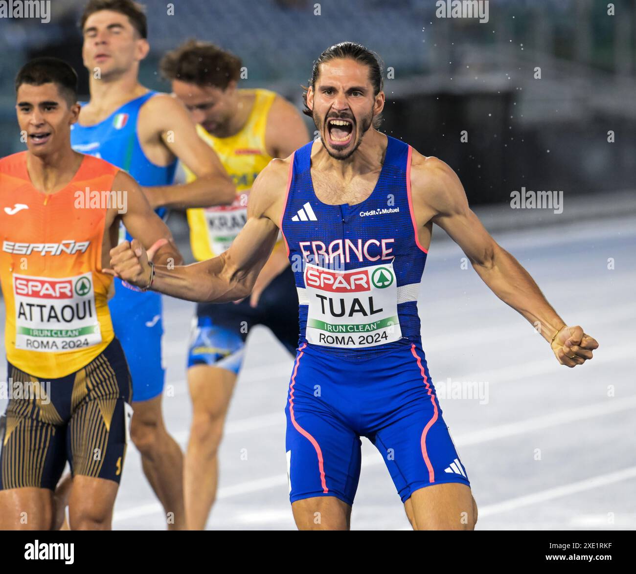 Gabriel Tual of France celebrate’s after winning gold in the men’s 800m ...