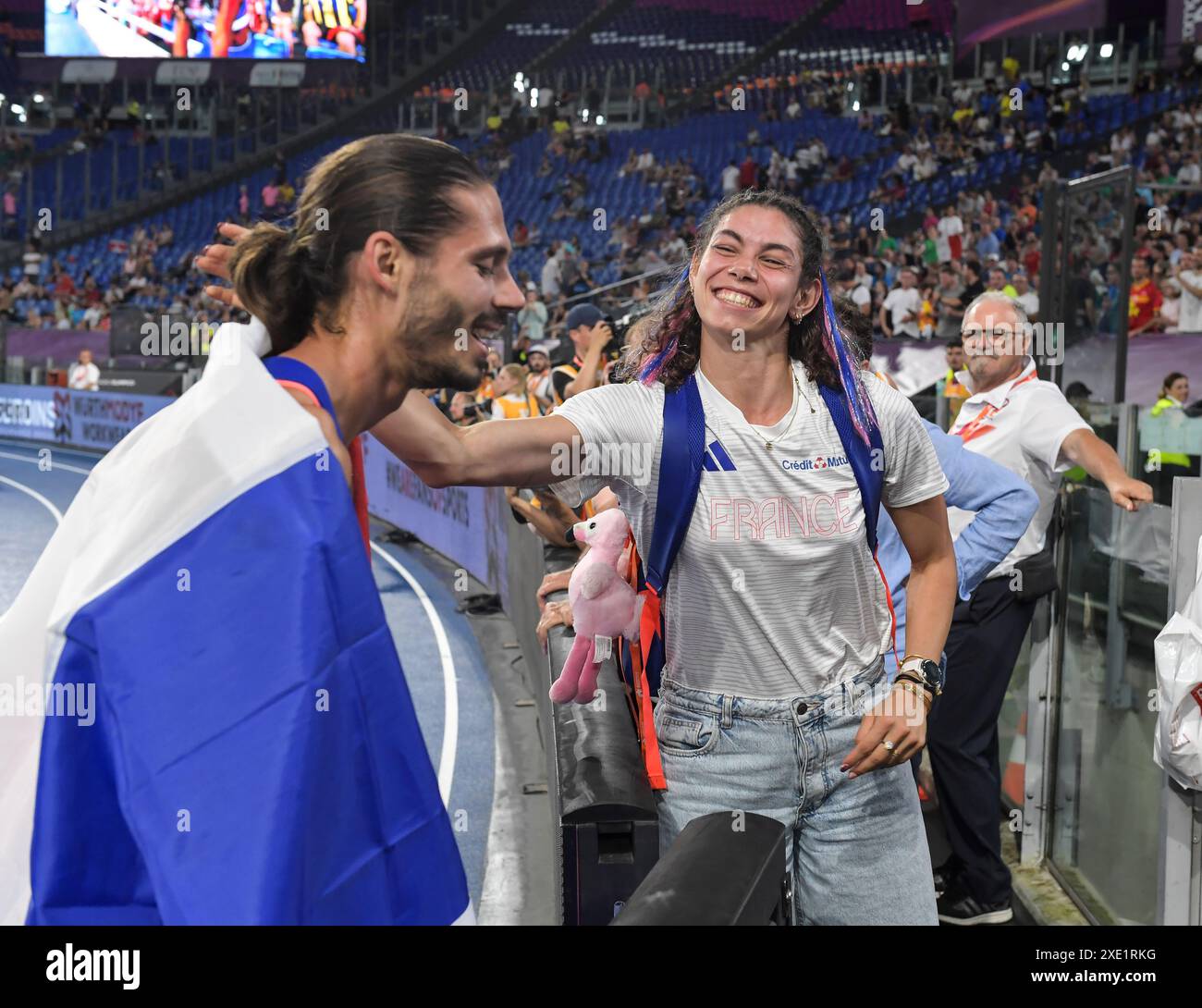 Gabriel Tual of France celebrate’s with friends after winning gold in ...