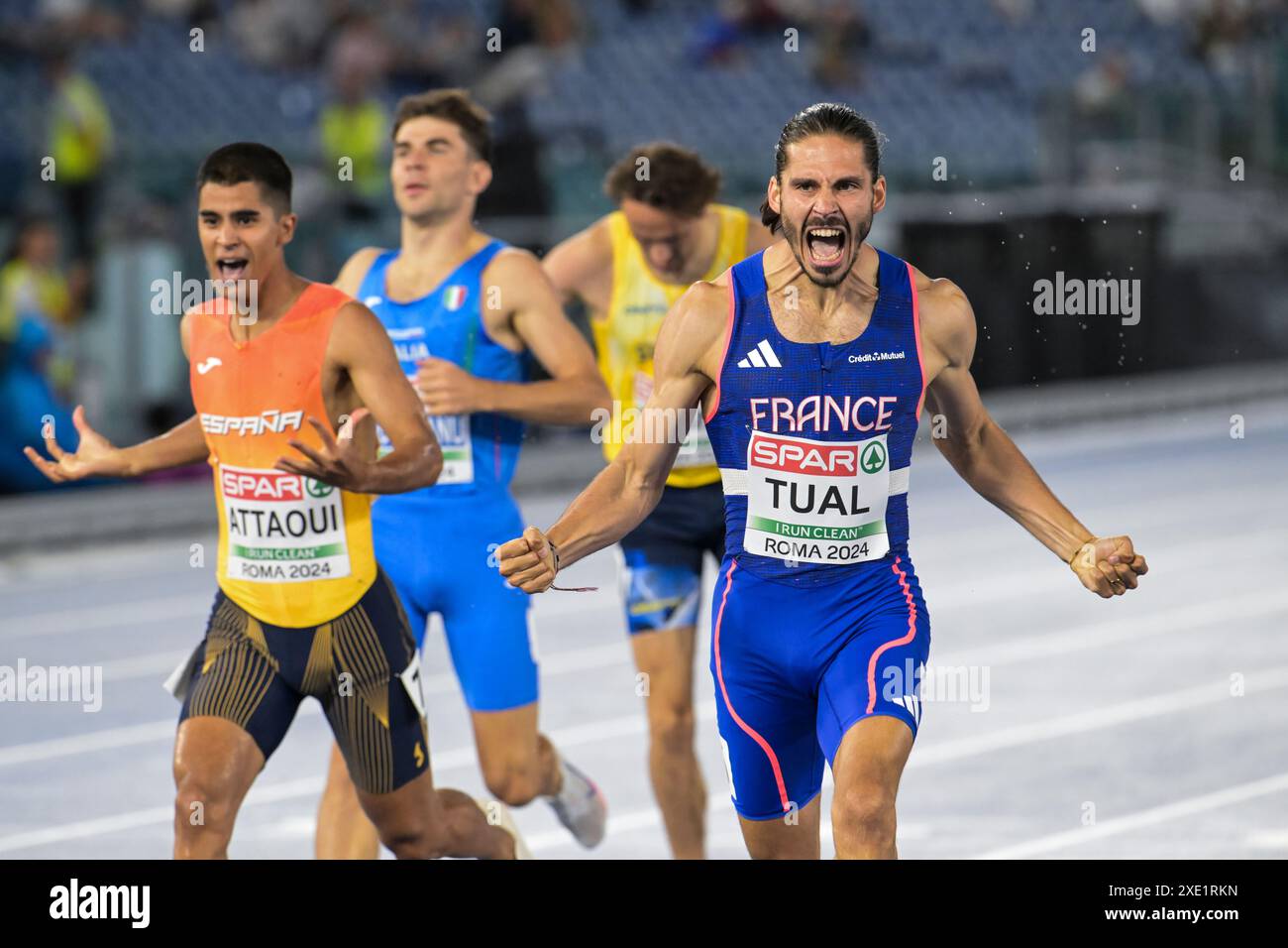 Gabriel Tual of France celebrate’s after winning gold in the men’s 800m ...