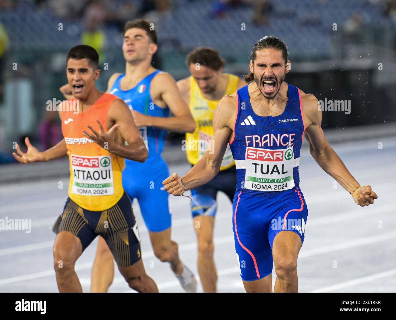 Gabriel Tual of France celebrate’s after winning gold in the men’s 800m ...