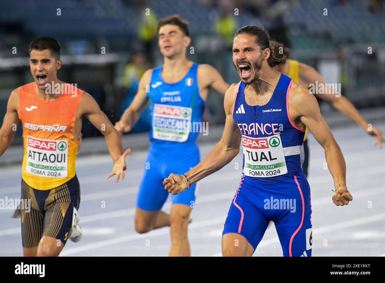 Gabriel Tual of France celebrate’s after winning gold in the men’s 800m ...