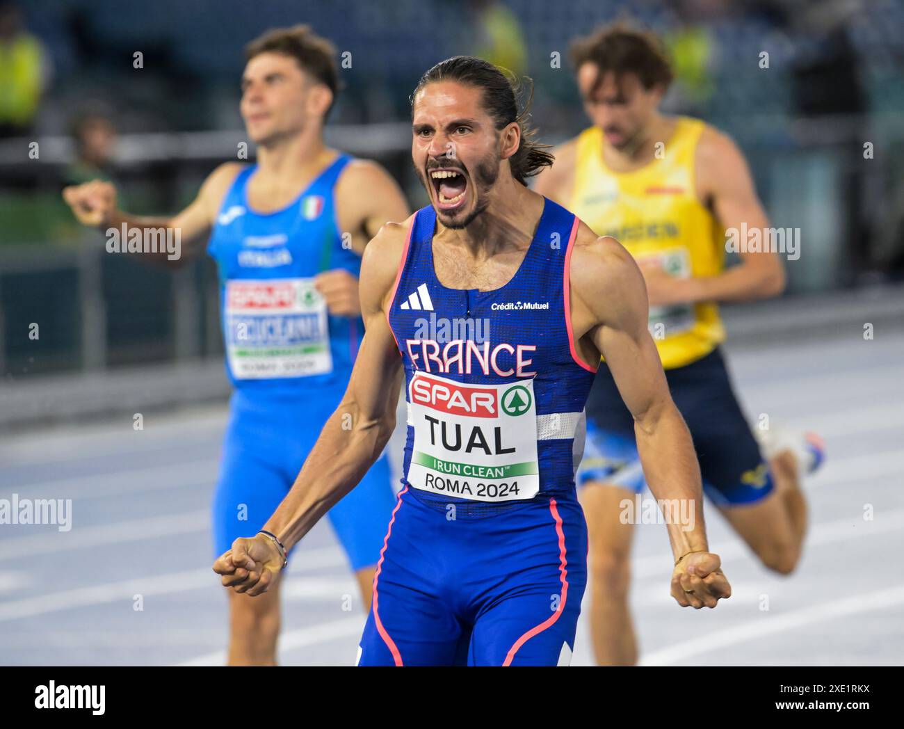 Gabriel Tual of France celebrate’s after winning gold in the men’s 800m ...