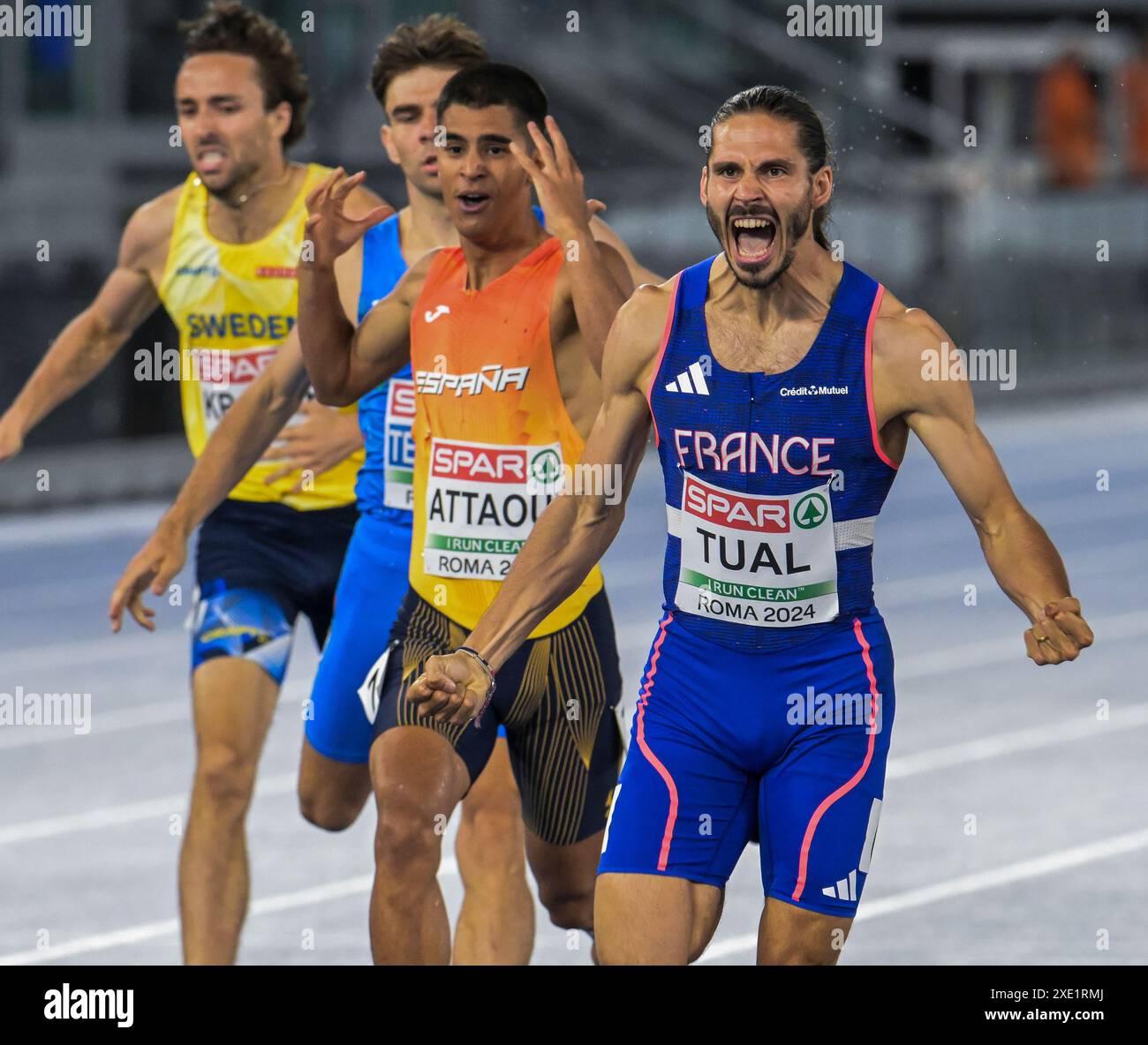Gabriel Tual of France on his way to winning gold while competing in ...