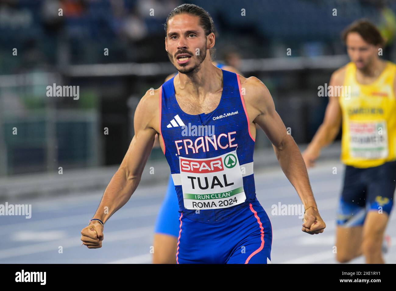 Gabriel Tual of France on his way to winning gold while competing in ...