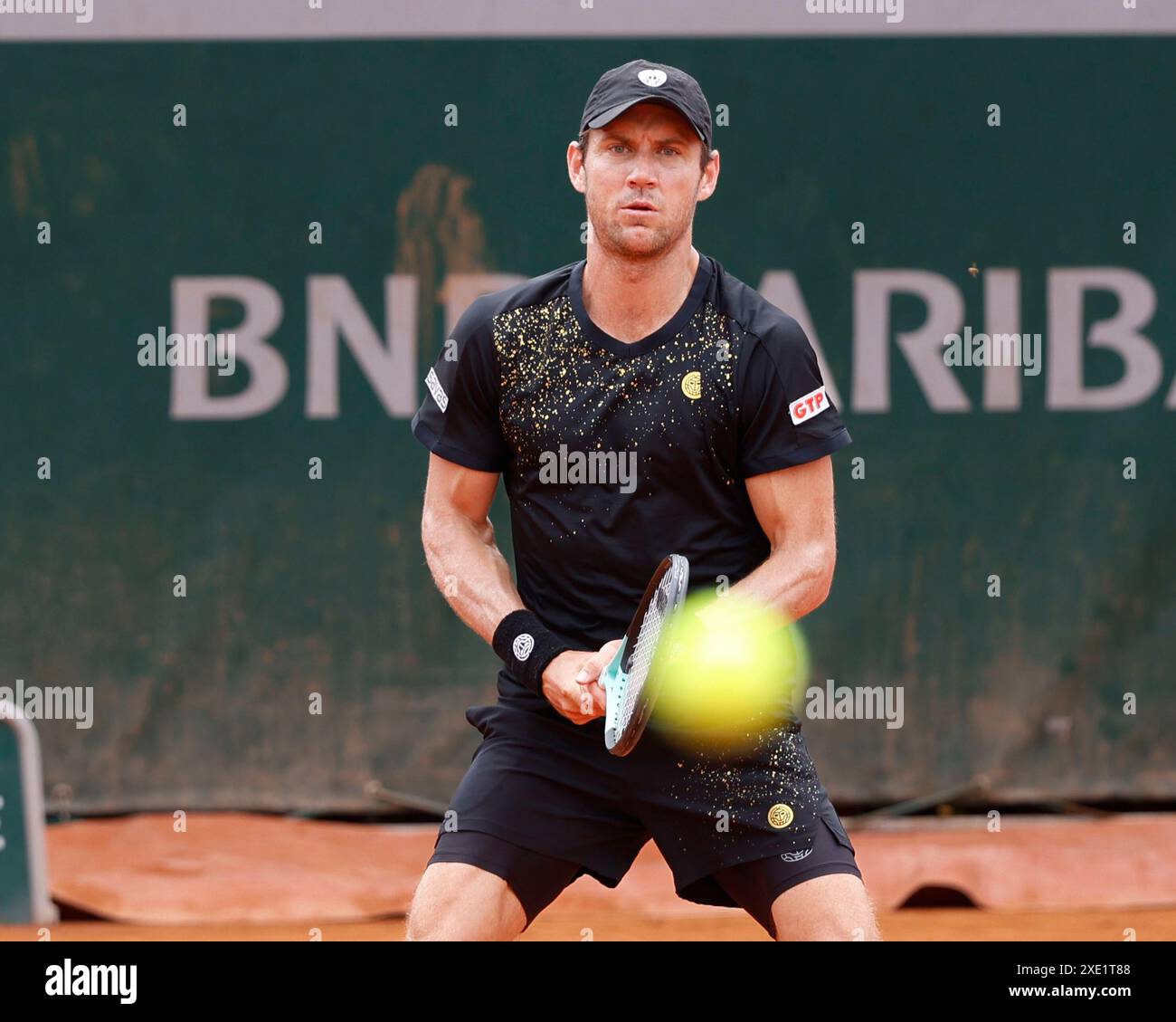 Australian tennis player Matthew Ebden awaiting a serve during his ...