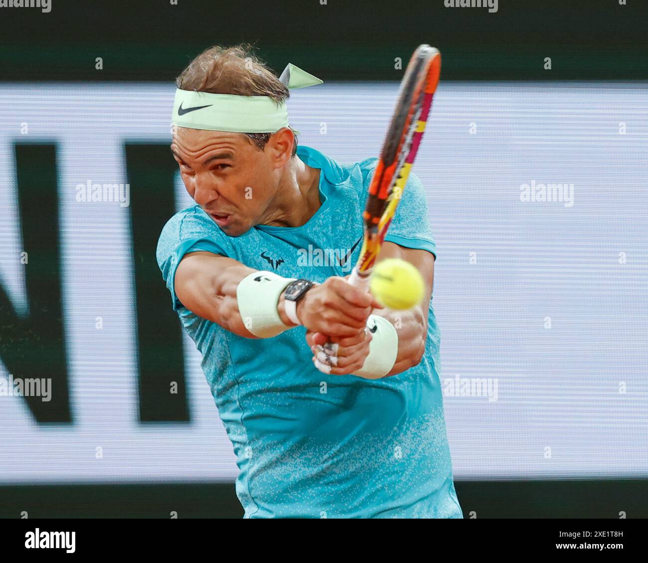 Spanish tennis player Rafael Nadal in action at the French Open,Roland ...