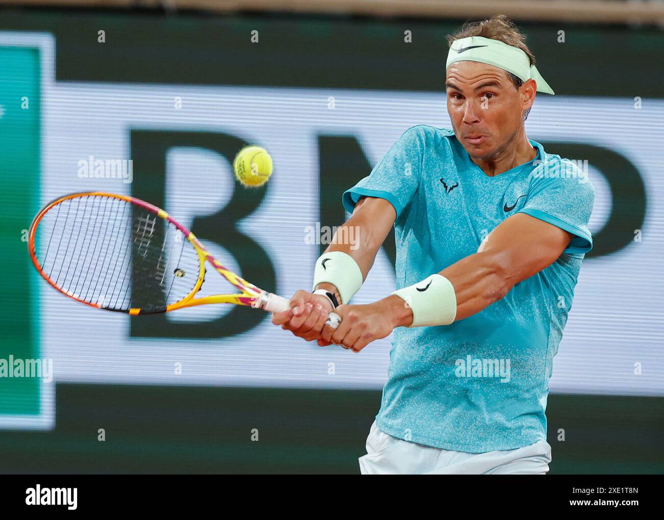 Spanish tennis player Rafael Nadal in action at the French Open,Roland ...