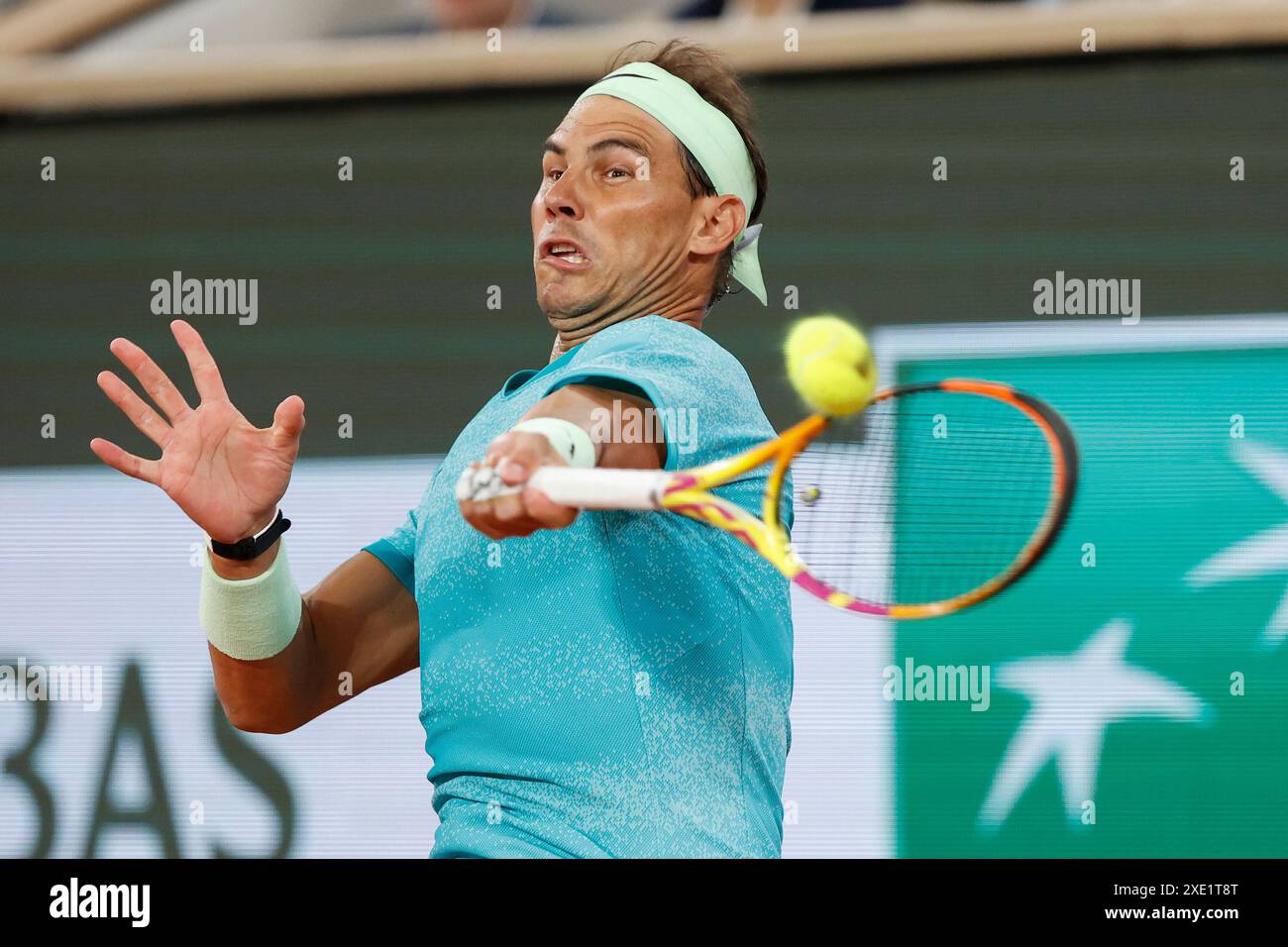 Spanish tennis player Rafael Nadal in action at the French Open,Roland ...