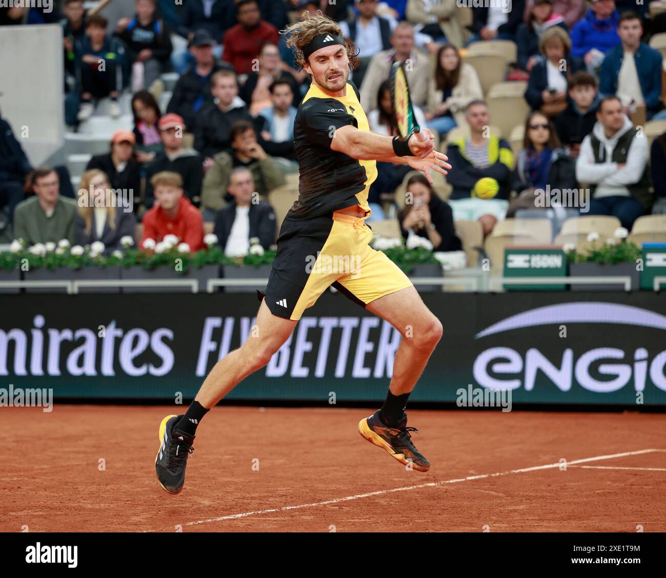 Greek tennis player Stefanos Tsitsipas in action at the French Open ...