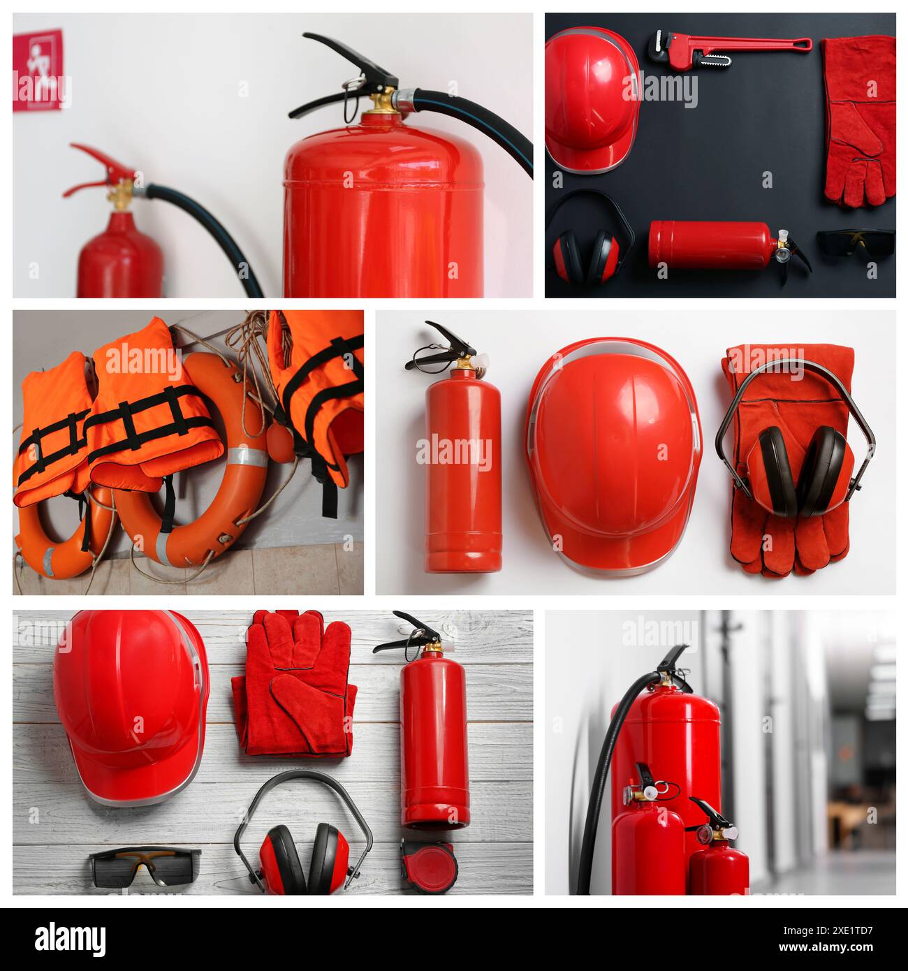 Collage with fire extinguishers and other fire fighting equipment Stock ...
