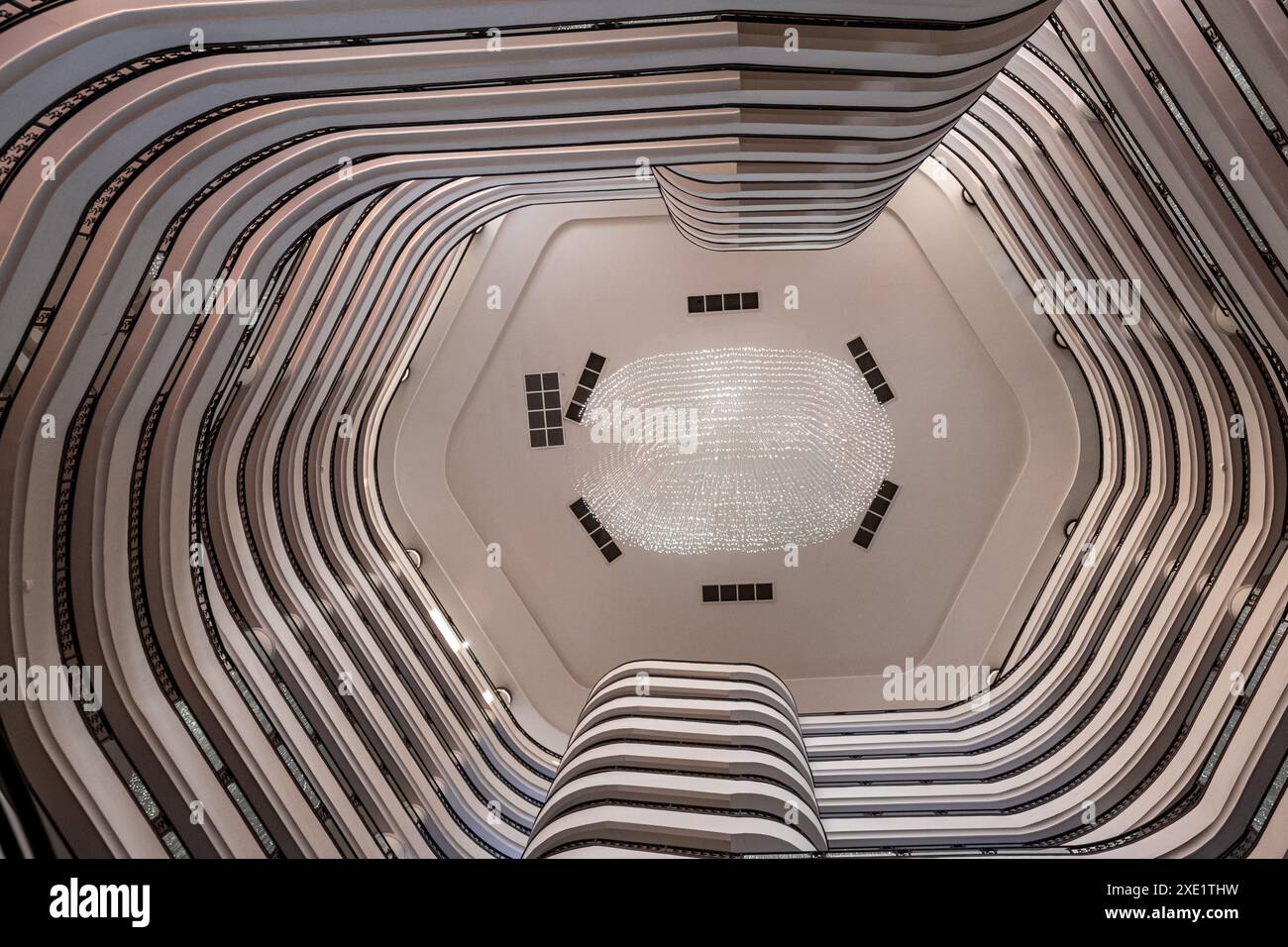 Many floors in the hotel, inside view. Many levels. Hotel Golden City ...