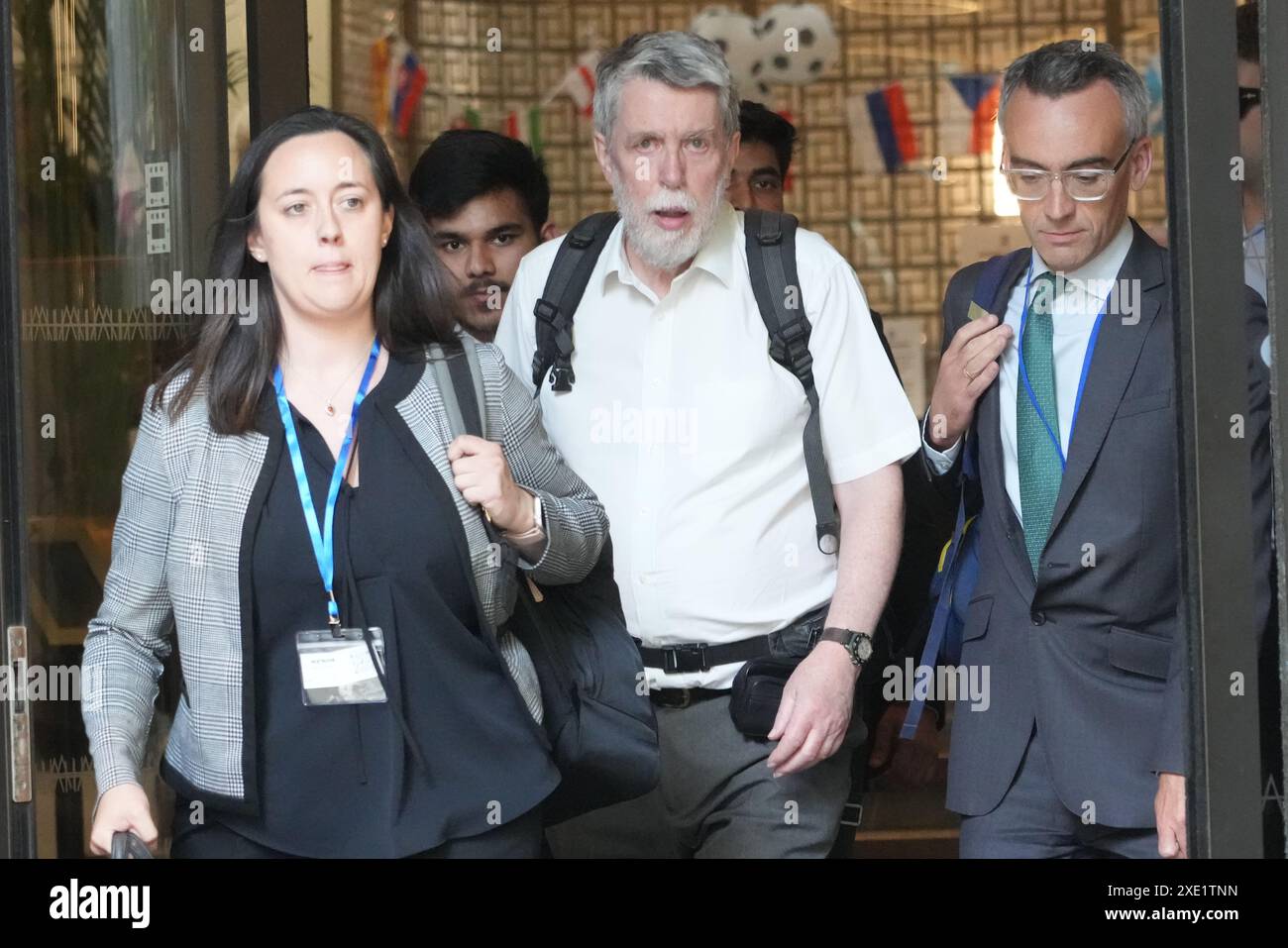 Gareth Jenkins (centre), former engineer at Fujitsu Services Ltd leaves ...