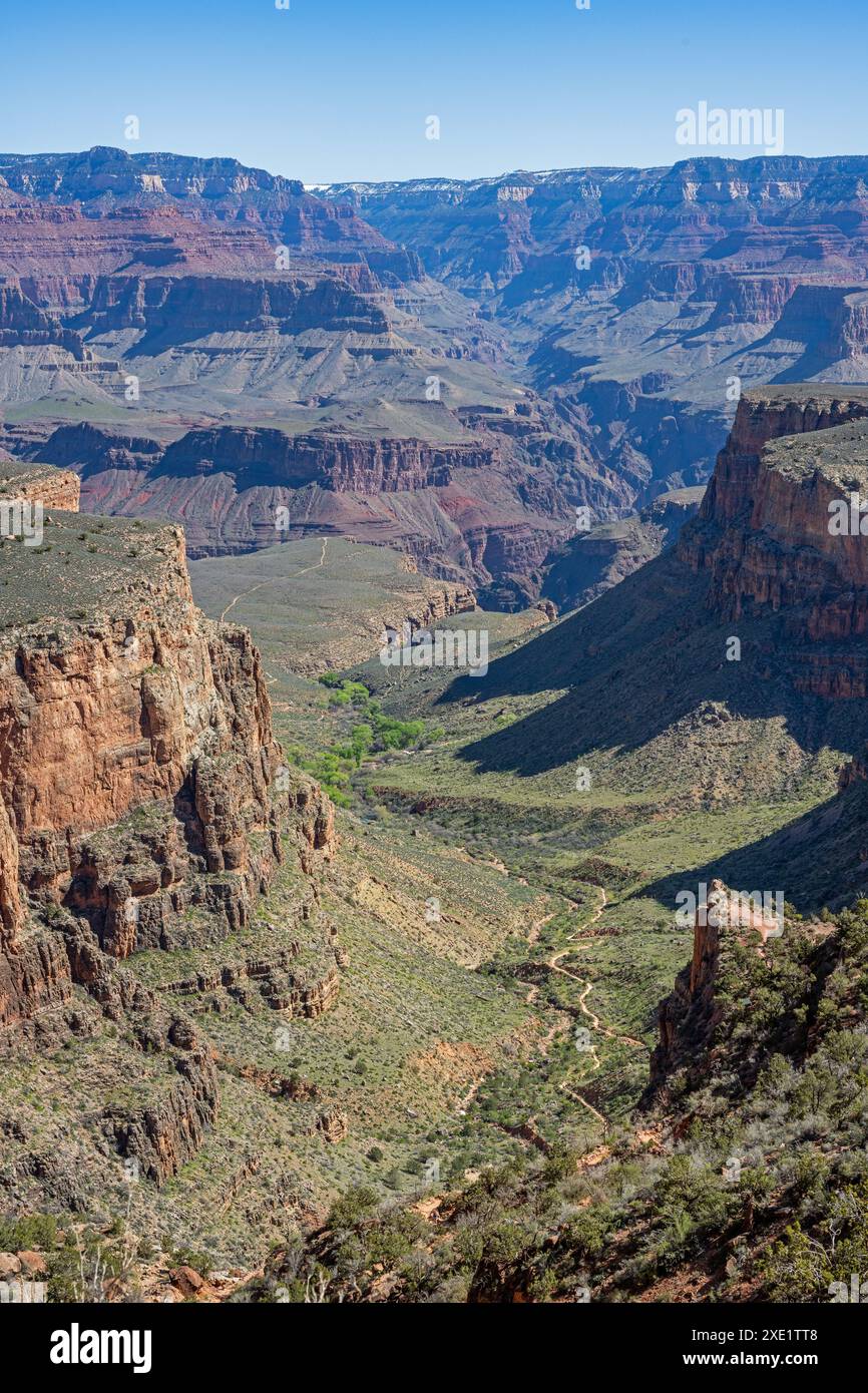 View from the south rim into the famous Grand Canyon in the United ...