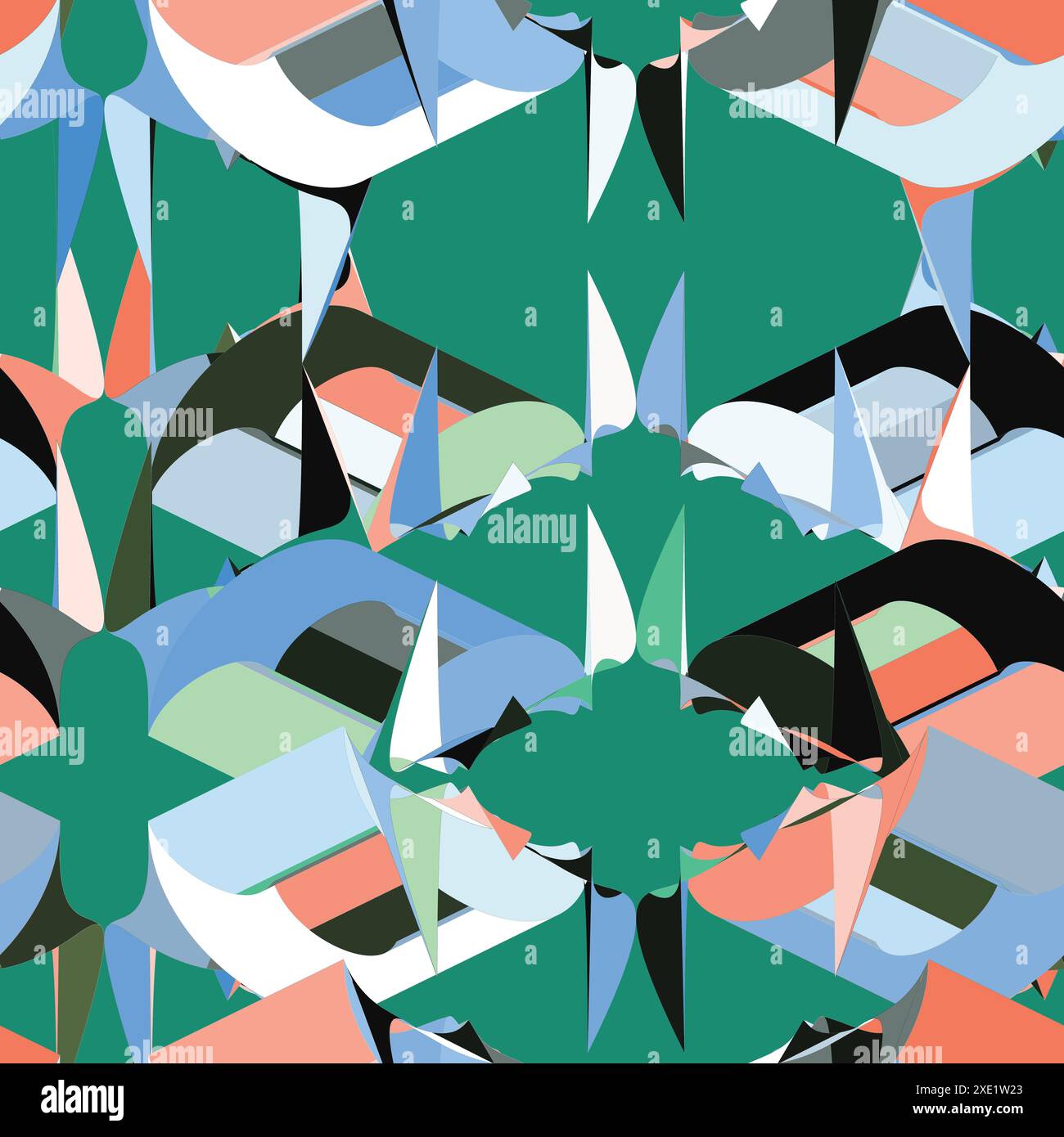 Digital Abstract Art Piece Featuring Geometric Shapes In Green And Blue