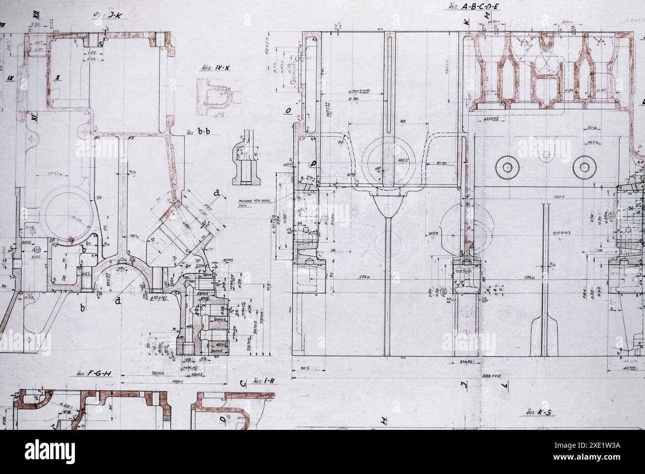 Old technical blueprint illustration Stock Photo - Alamy